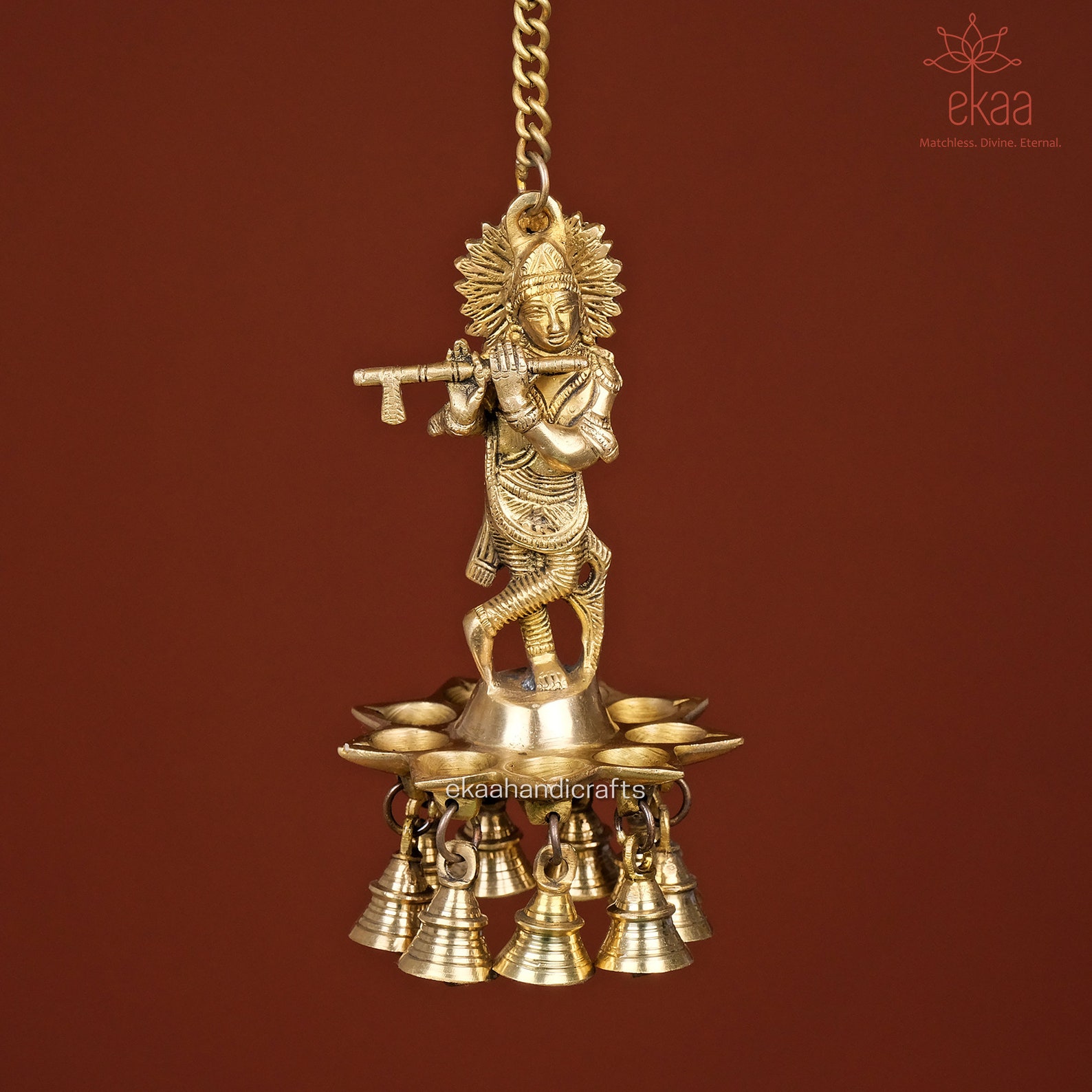 Brass Krishna Wall Hanging Diya Oil Lamp With Bells - Etsy