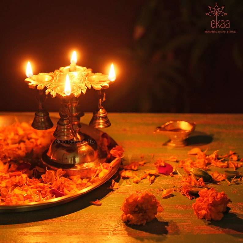 Brass Bell Diya for Home Temple Oil Wick Diya Pair Indian - Etsy