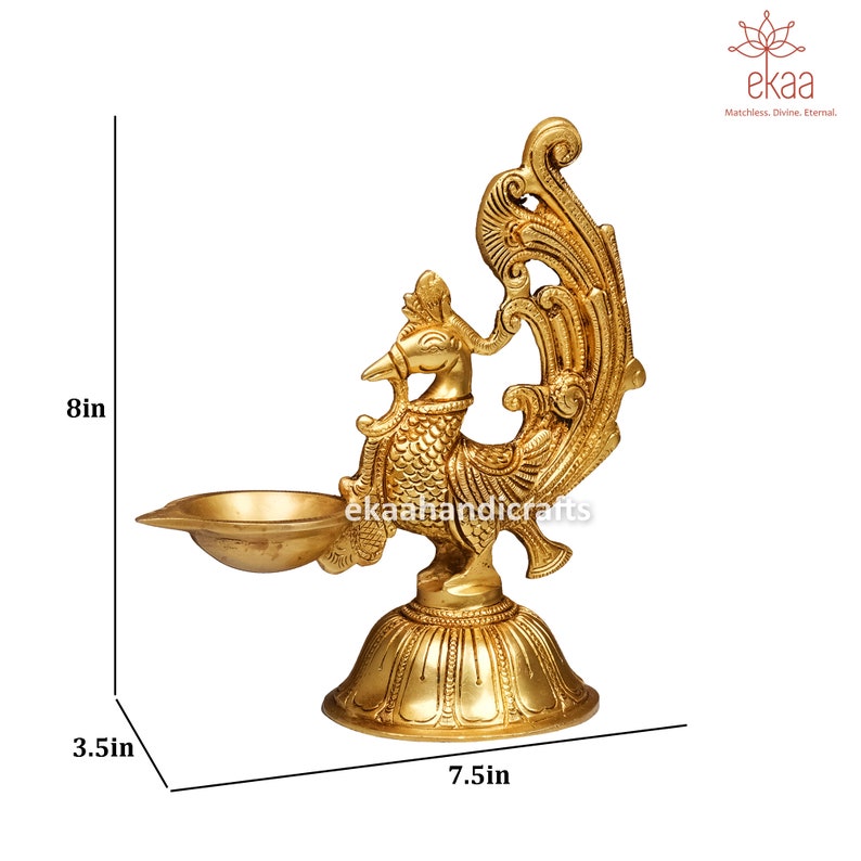 Annam Bird Diya in Brass for Home Temple, Oil Wick Diya Pair, Indian ...