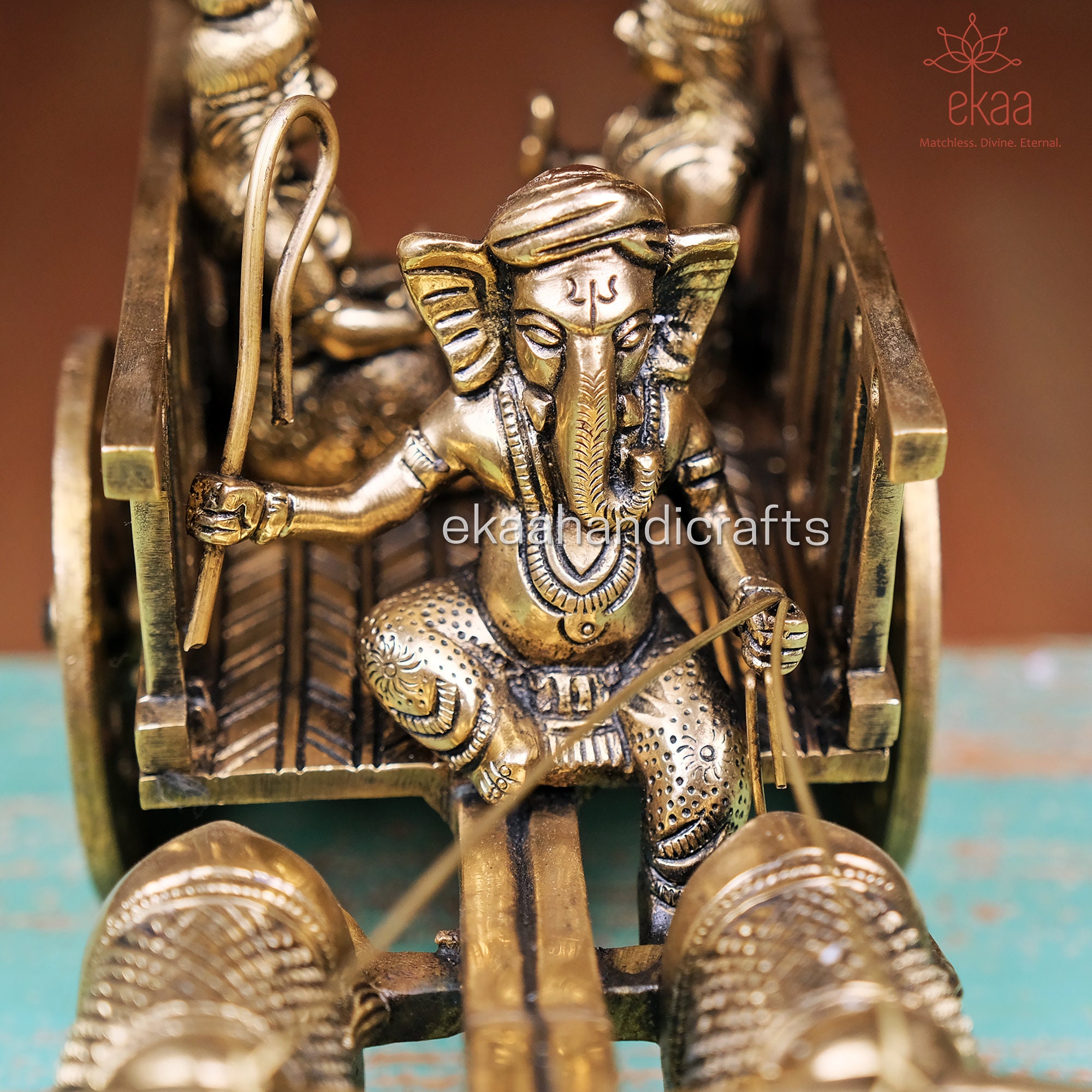 Vintage Bullock Cart With Lord Ganesha Showpiece ,brass Home Decor Item ...