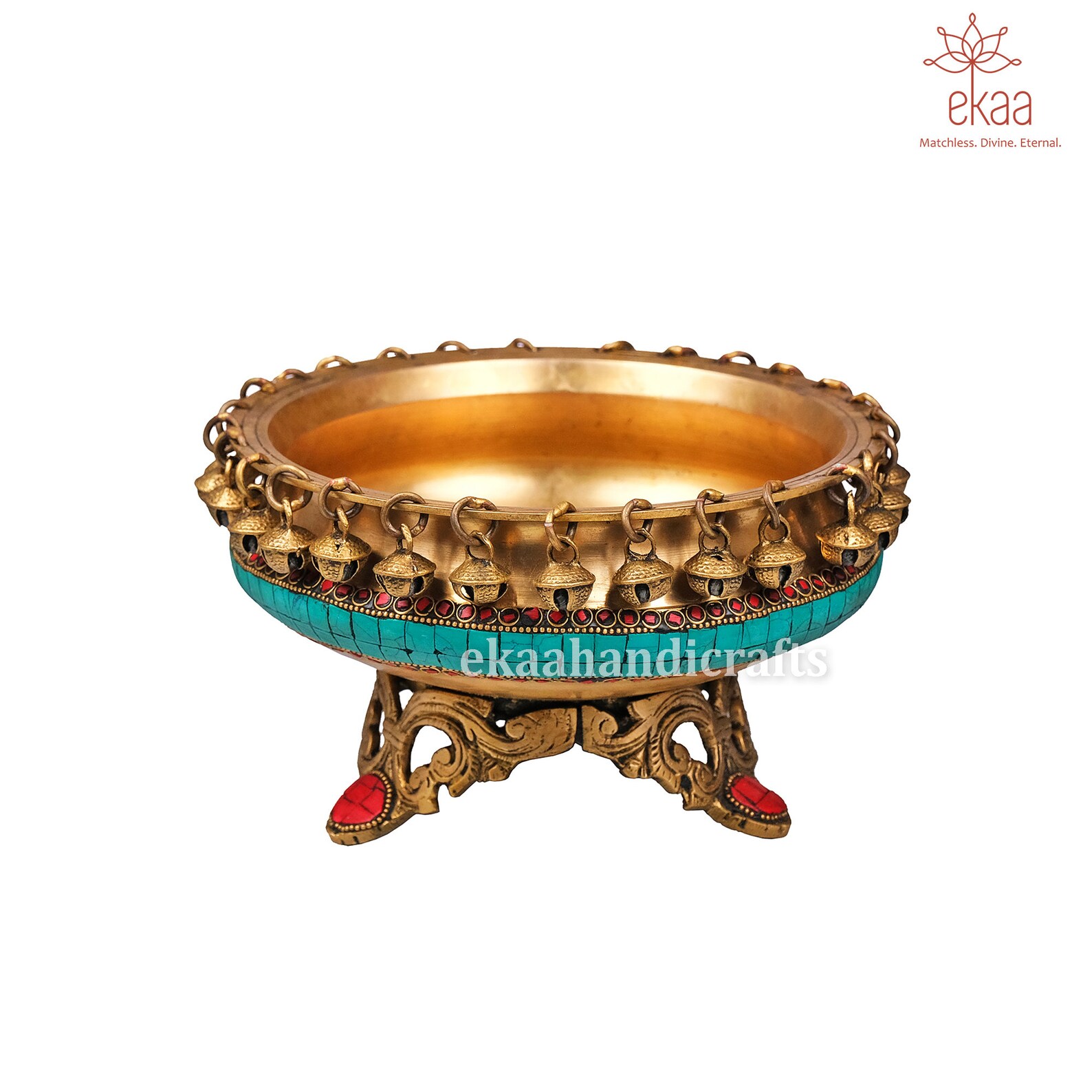 Urli Bowl With Stand in Brass Traditional Bowl With Ghungroo - Etsy