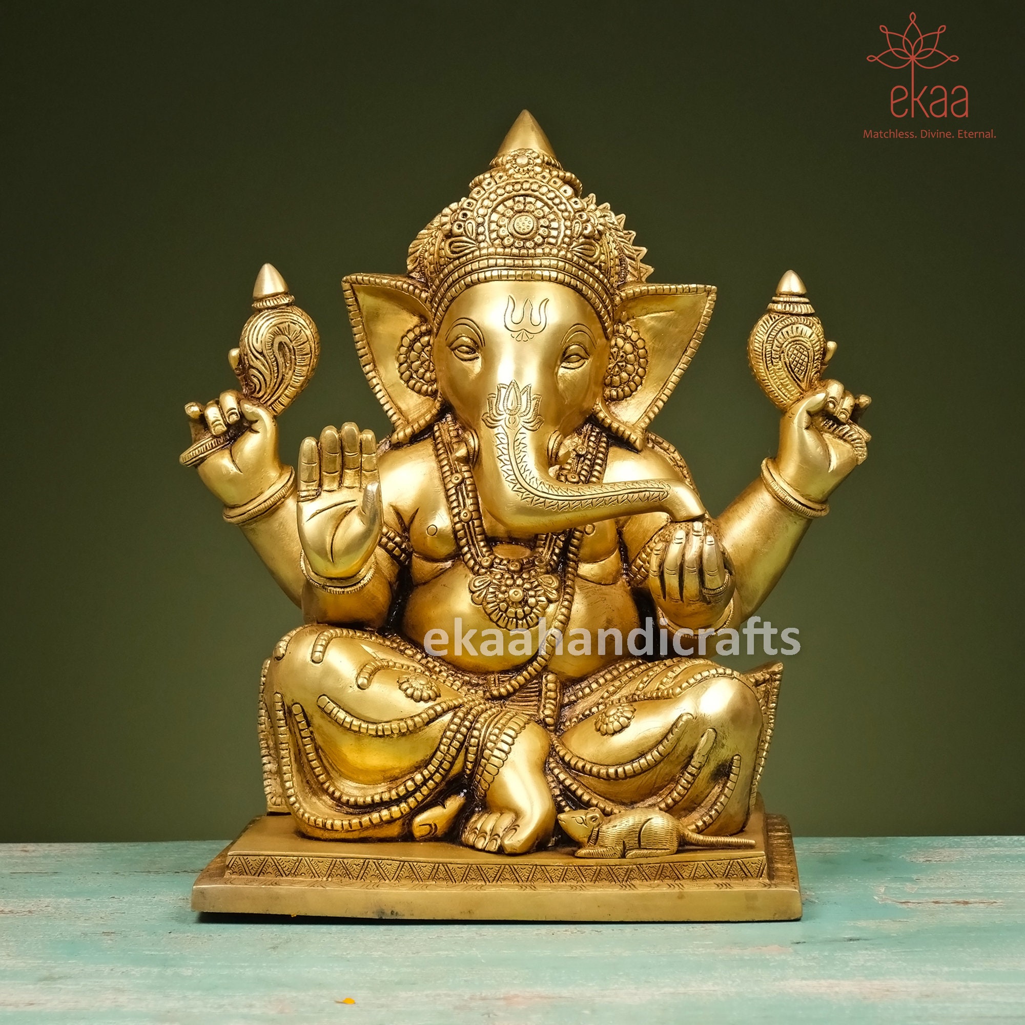 Large Brass Ganesha Statue, Ganpati Idol for Home Temple or Garden ...
