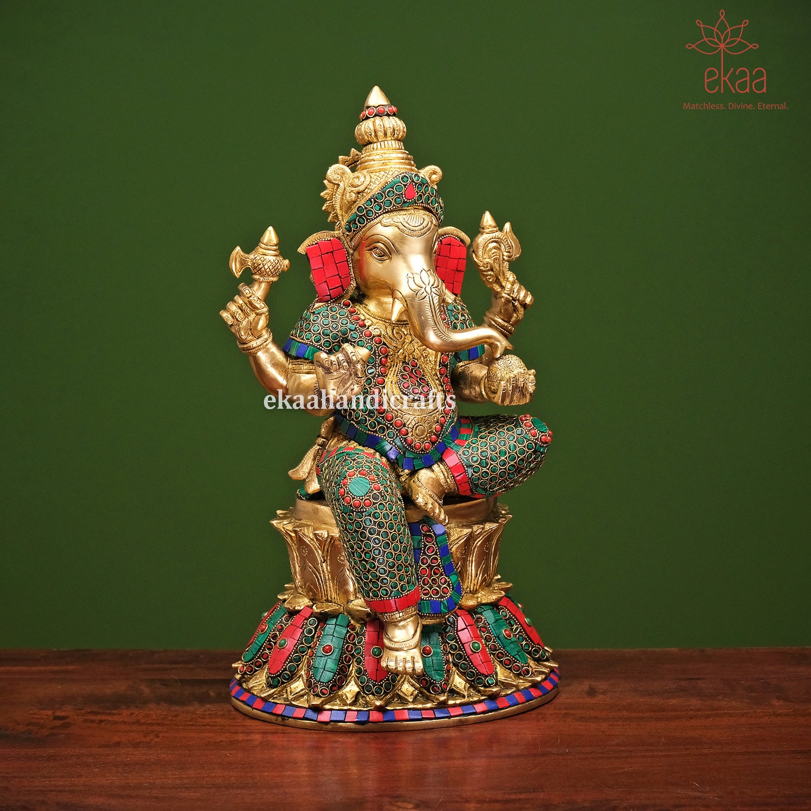 Lord Ganesha Statue in Brass With Stonework 38 CM Ganapati - Etsy
