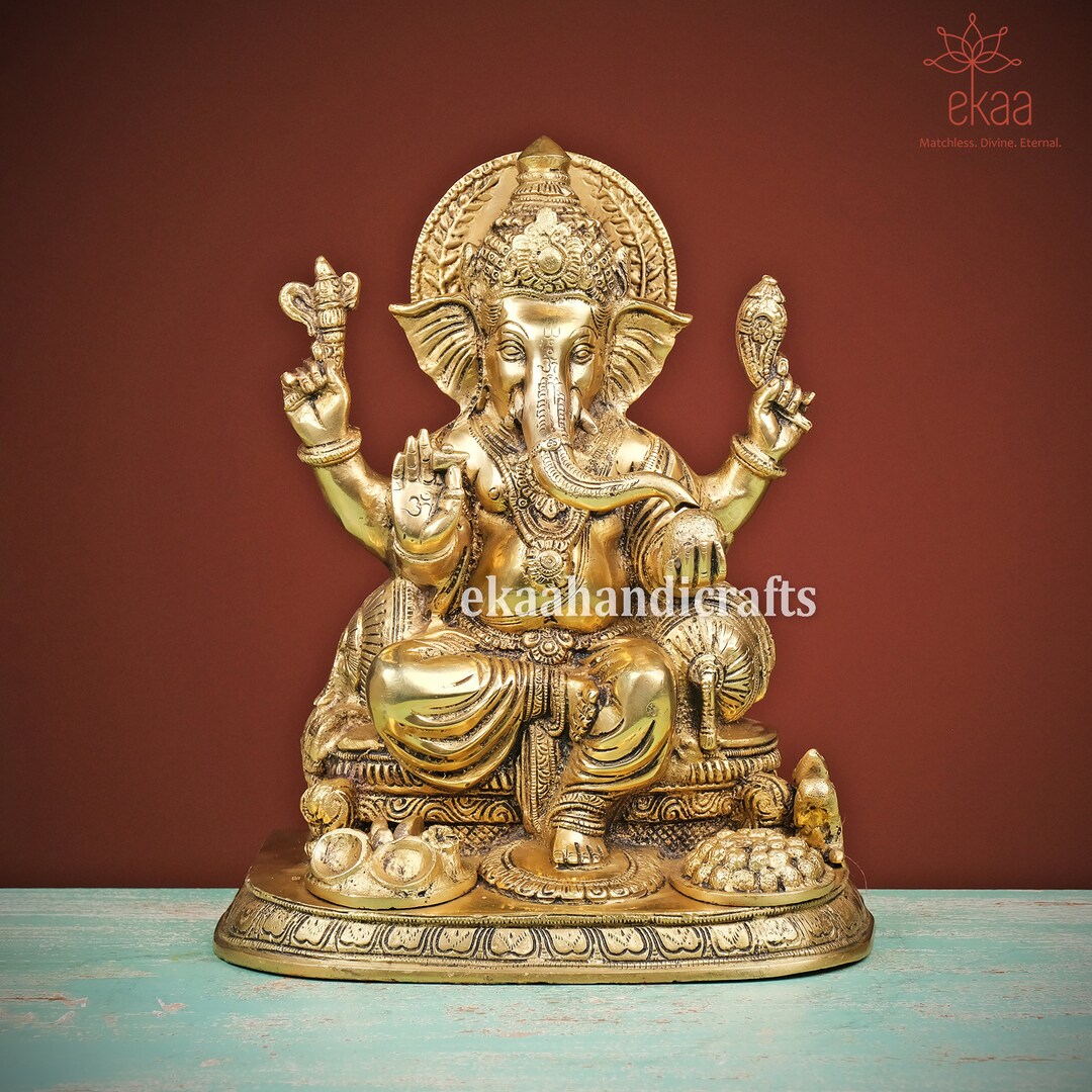 Ganesha Statue in Brass 33CM, Big Large Ganesha Idol, Lord Ganesha ...