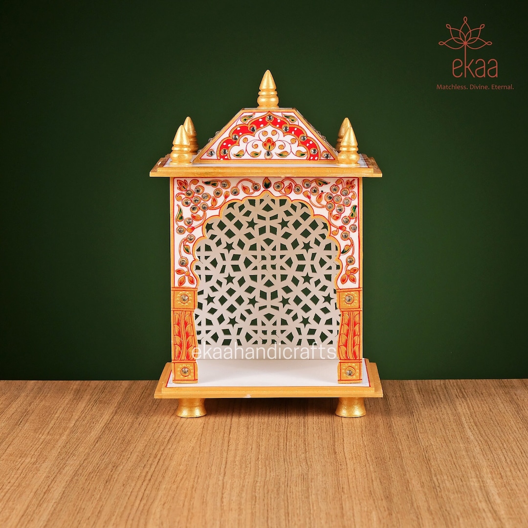 Temple in Cultured Marble 22CM Tall Hindu Mandir Mandir Pooja Ghar ...