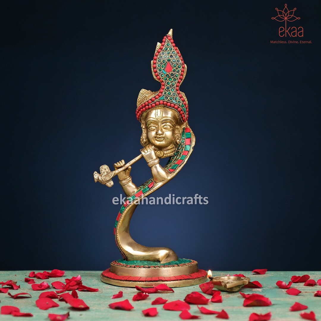 Krishna Statue in Brass, 33CM Modern Krishna Brass Idol, Abstract ...