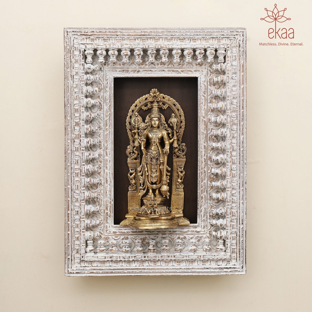Buy Lord Vishnu Narayan Idol in Frame, 69CM Big Large Size Brass ...