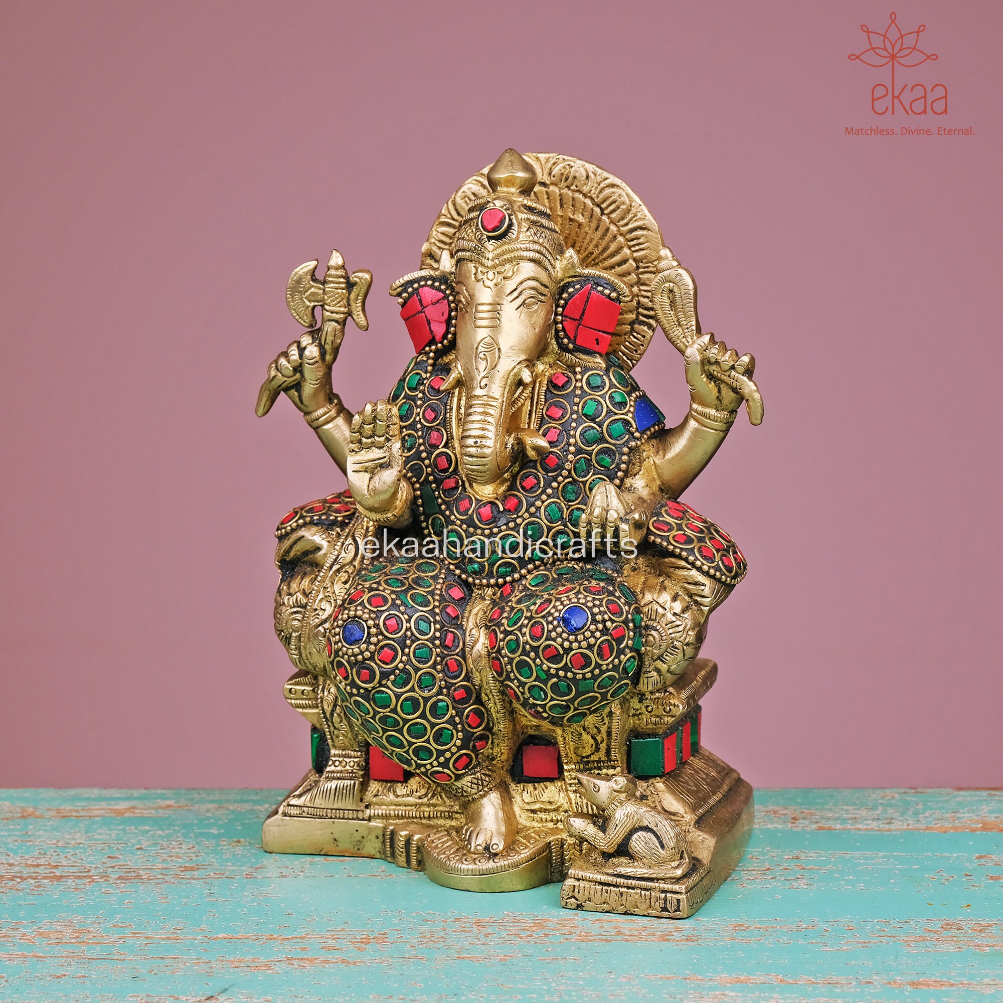 Ganesha Statue on Sinhasan Mosaic Stonework Ganesha Idol Home | Etsy