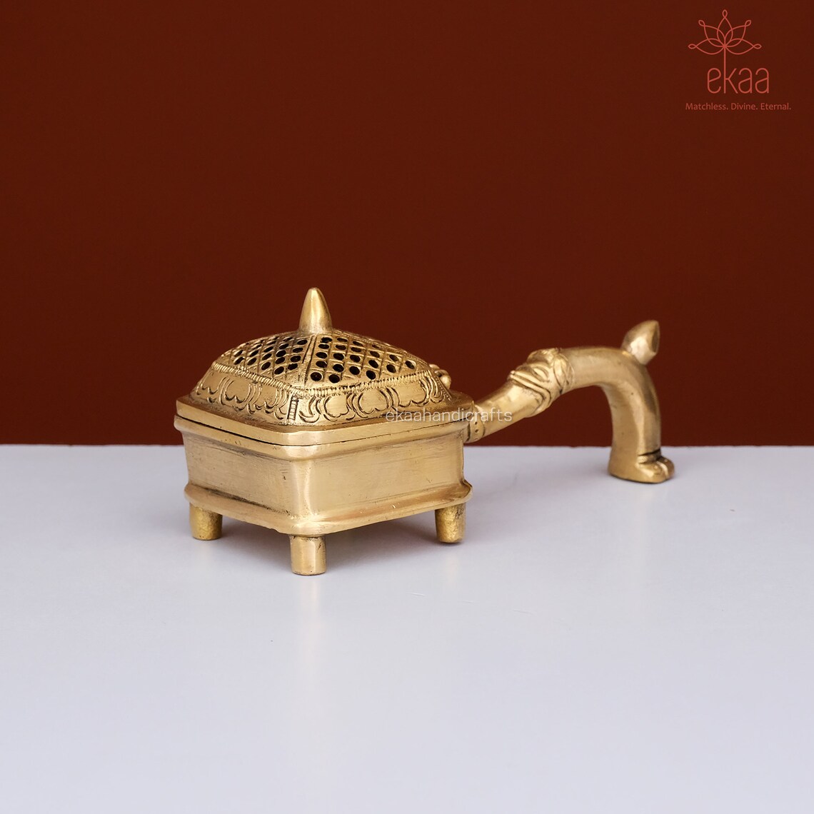 Engraved Brass Incense Burner | Dhoop Box for Puja | Prayer Home Decor ...