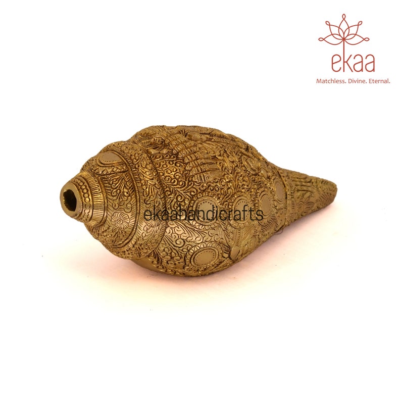Brass Dashavatar Carved Shankh, Vishnu Conch Religious Decor, Hindu ...