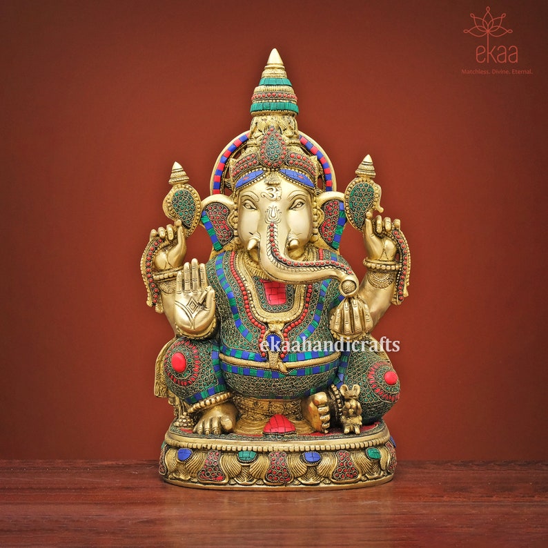 Lord Ganesha Statue Brass 51CM Big Ganesha Idol for Temple - Etsy