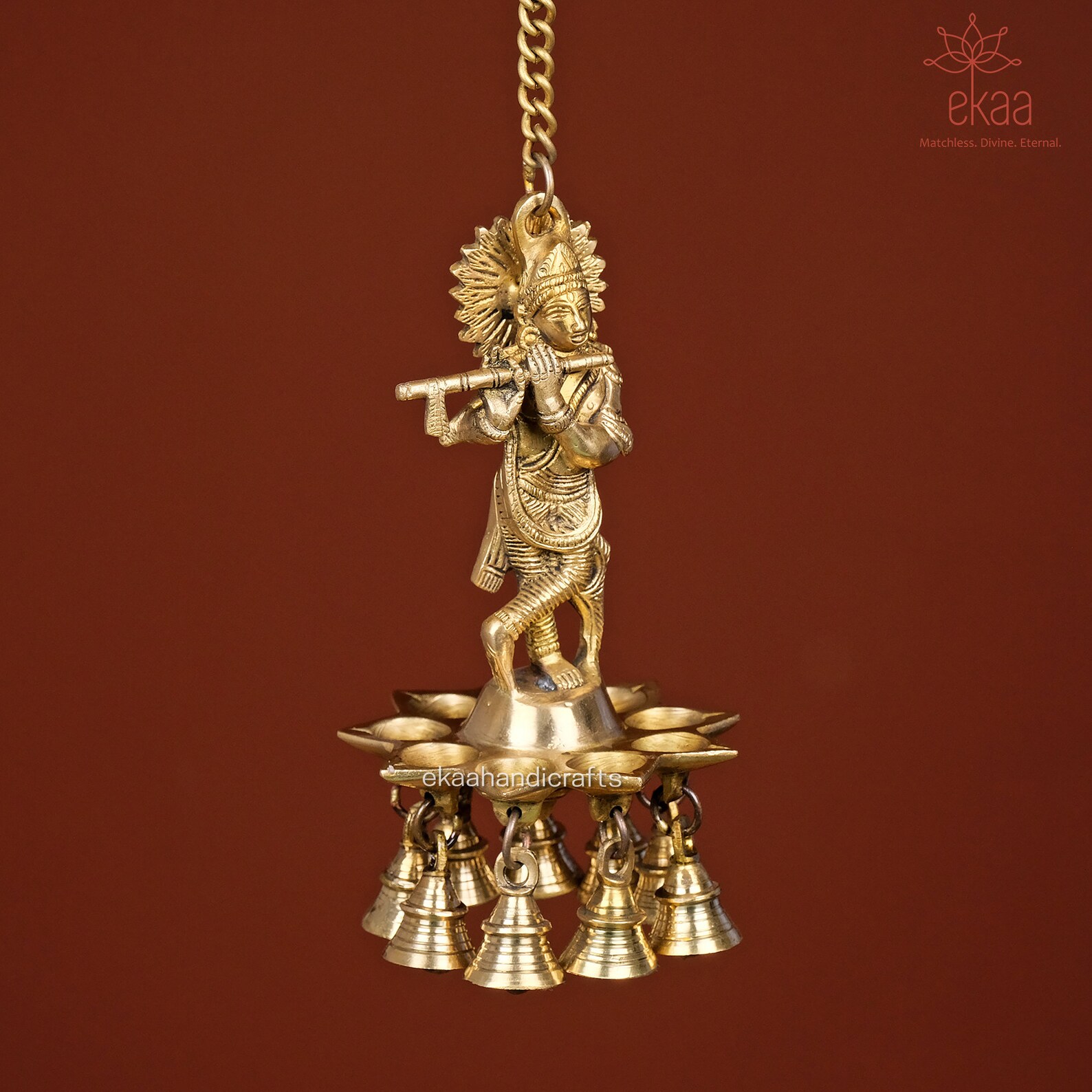 Brass Krishna Wall Hanging Diya Oil Lamp With Bells - Etsy