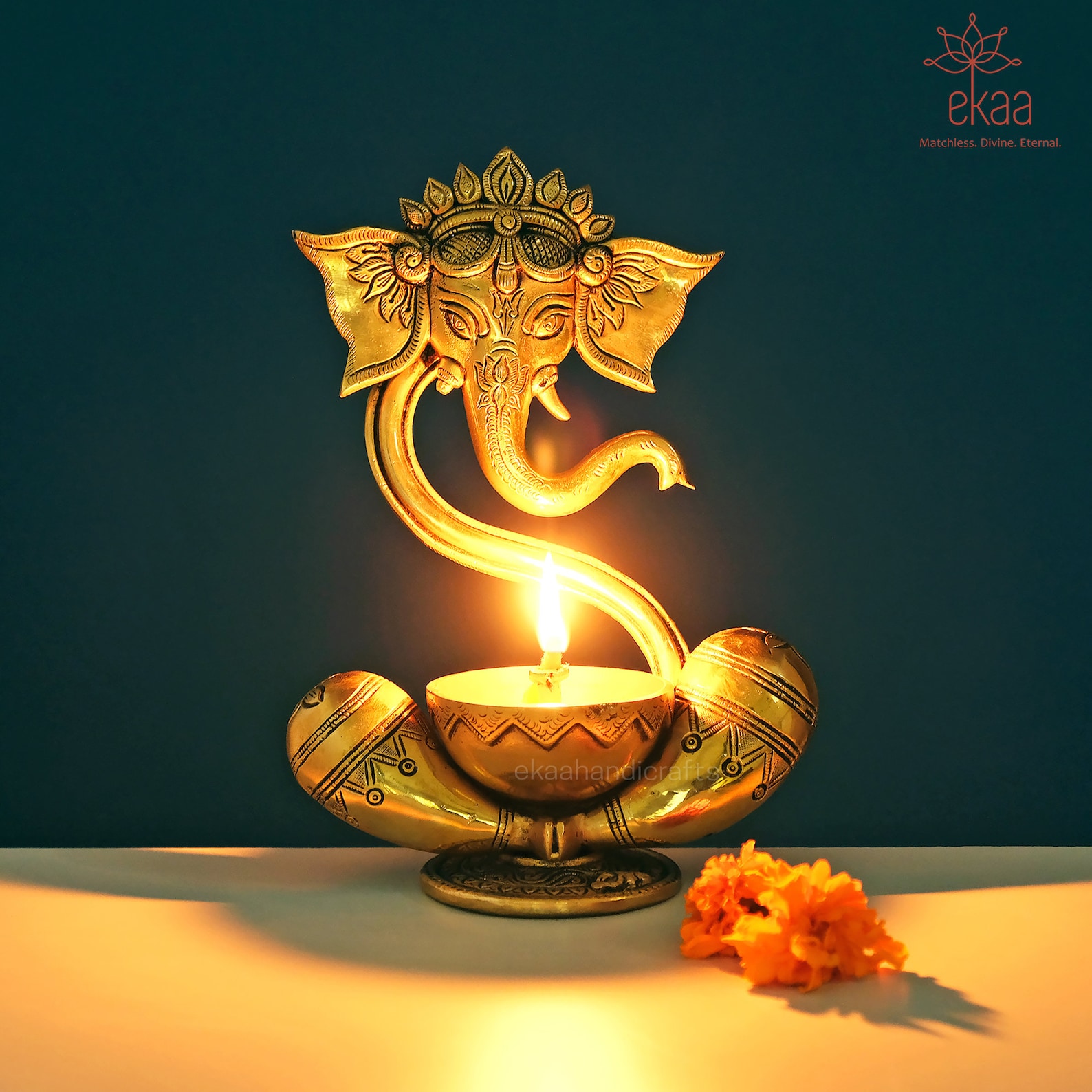 Ganesha Diya in Brass, Home Temple Diya, Handmade Oil Lamp, Oil Dia ...