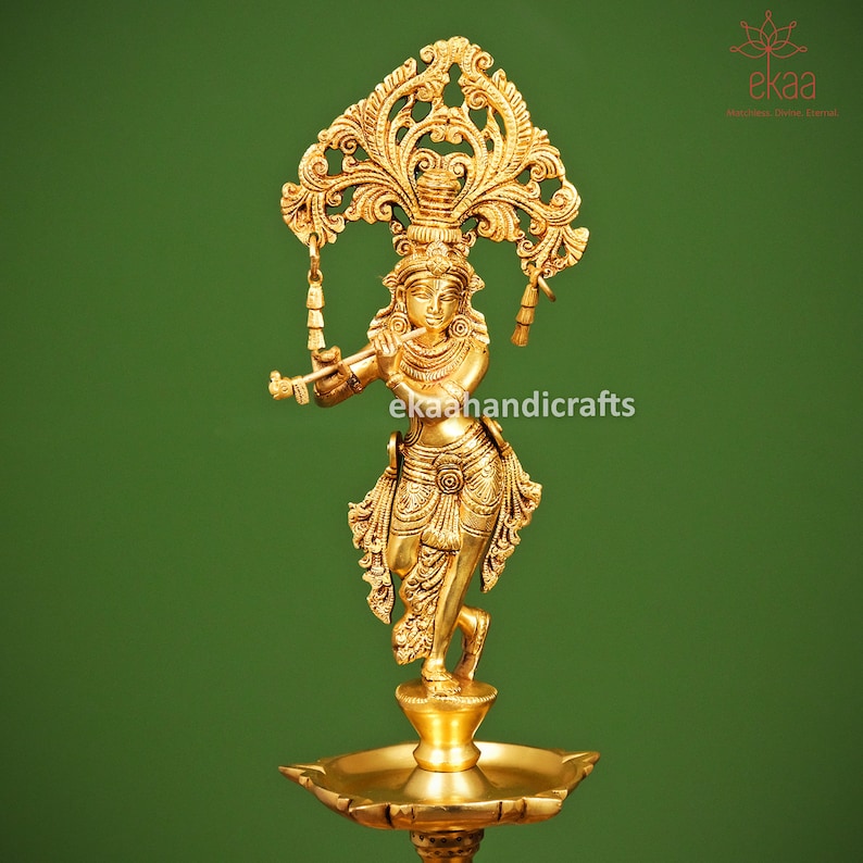 Brass Krishna Diya 70cm Big Large Home Temple Diya Handmade - Etsy