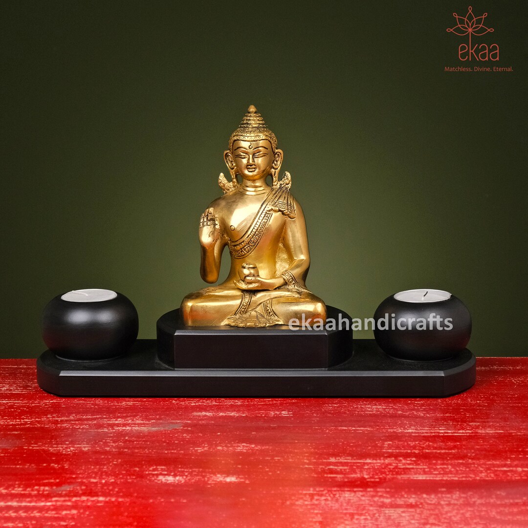 Brass Buddha Statue, 30 CM Brass Lord Buddha Idol, Outdoor Indoor ...