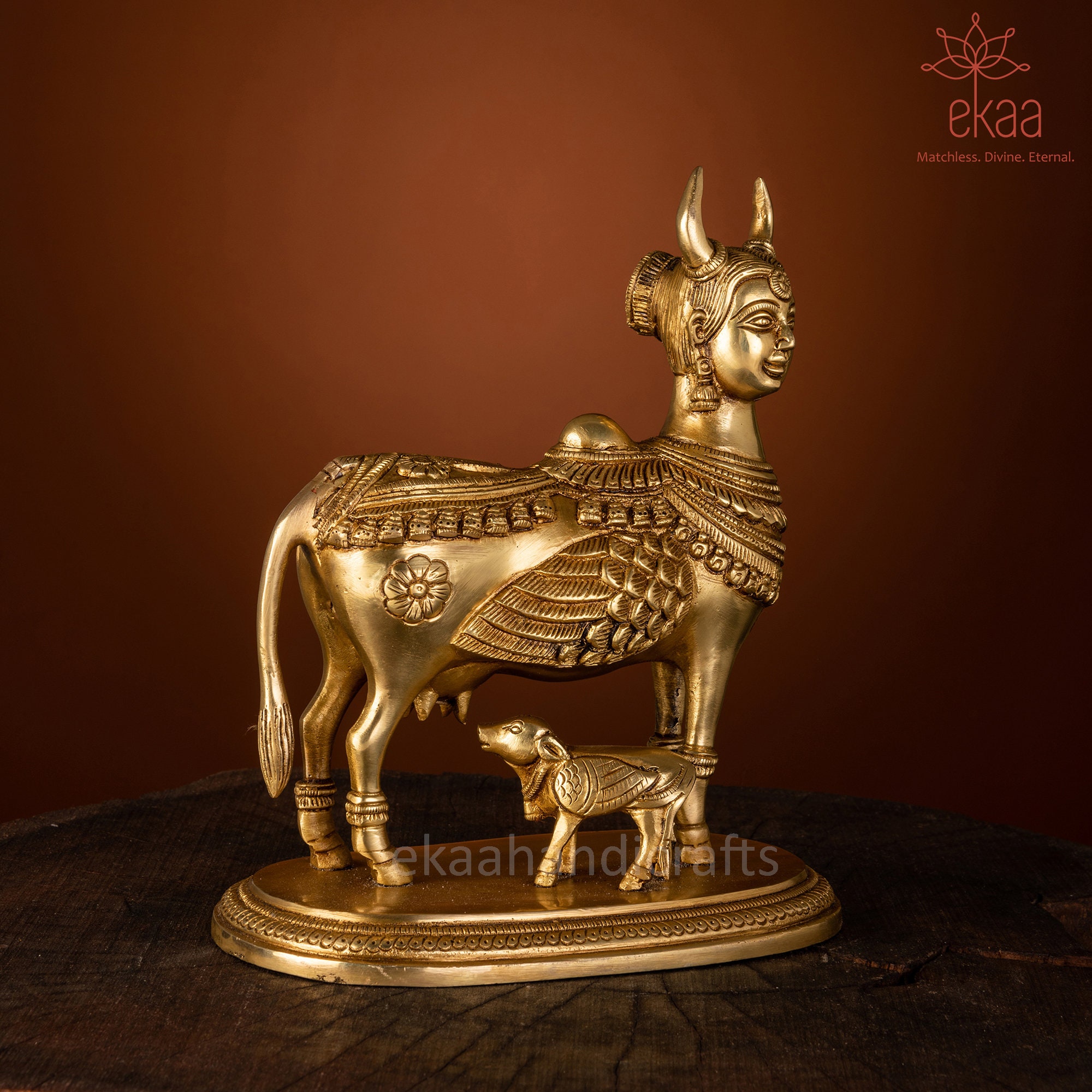 Brass Kamdhenu Cow Statue – Hindu Sacred Cow Idol, Vastu & Spiritual ...