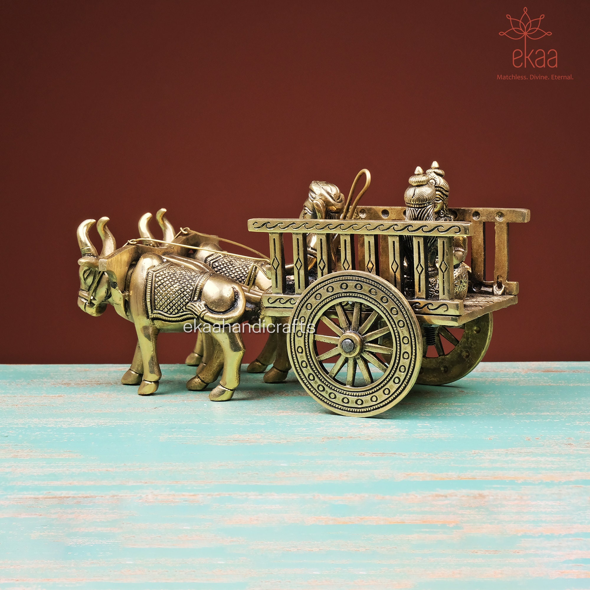 Vintage Bullock Cart With Lord Ganesha Showpiece ,brass Home Decor Item ...
