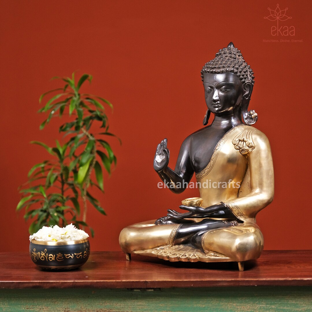 Brass Buddha Statue, 50 CM Brass Lord Buddha Idol, Outdoor Indoor ...