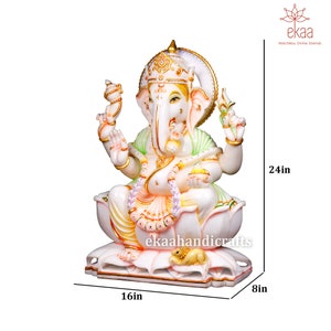Ganesha Statue in 24 in Marble, Big Large Ganesha Idol Hand Painted ...