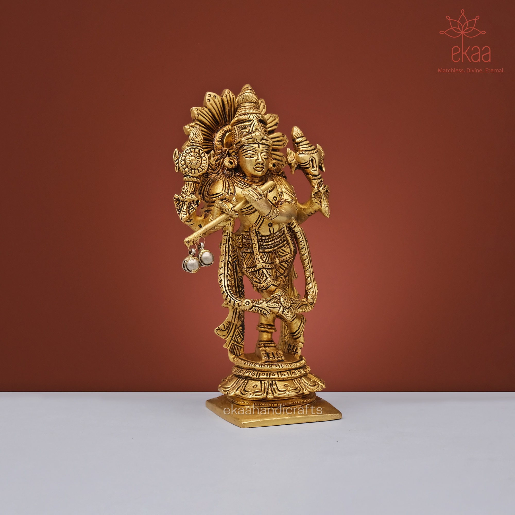 Krishna Statue in Brass 4 Hand Krishna Idol Krishn Bhagwan | Etsy