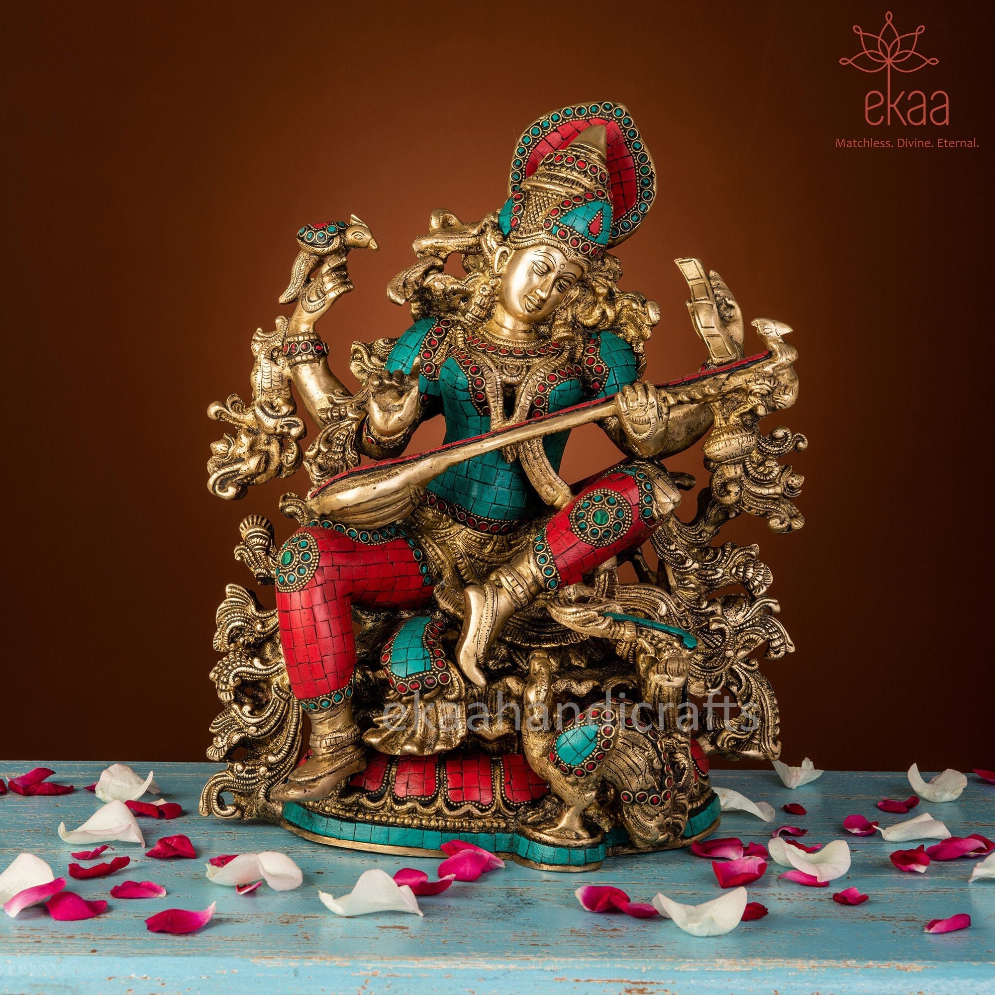 Saraswati Maa Statue 40CM Big Large Size Brass Goddess - Etsy