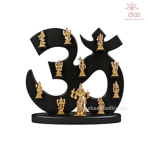 Om Frame Vishnu Dashavatara, 36CM Brass Lord Vishnu Dashavatar, Ten ...