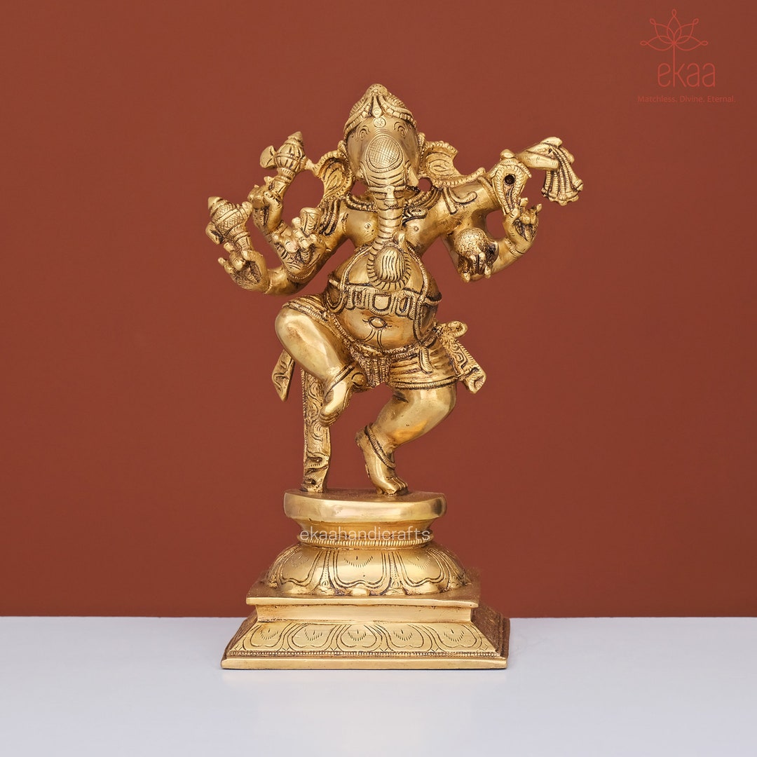 Lord Ganesha Dancing Statue, Ganesh for Home, Ganesh for Temple, Brass ...
