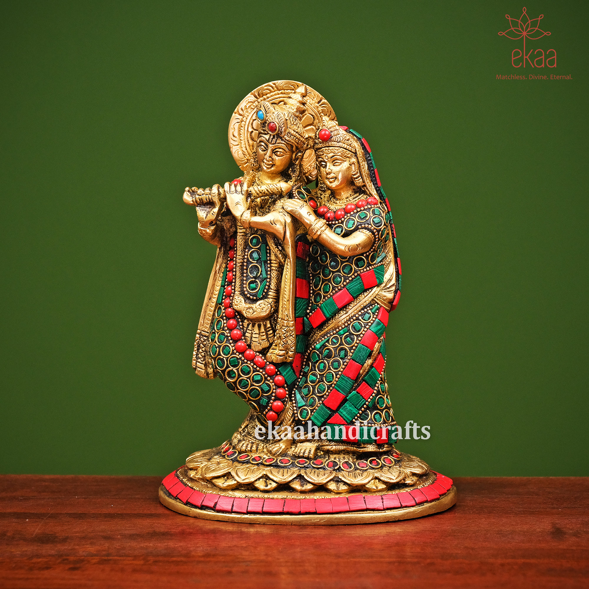 Brass Radha Krishna Statue Idol – Hindu Divine Couple Figurine – Radhe ...