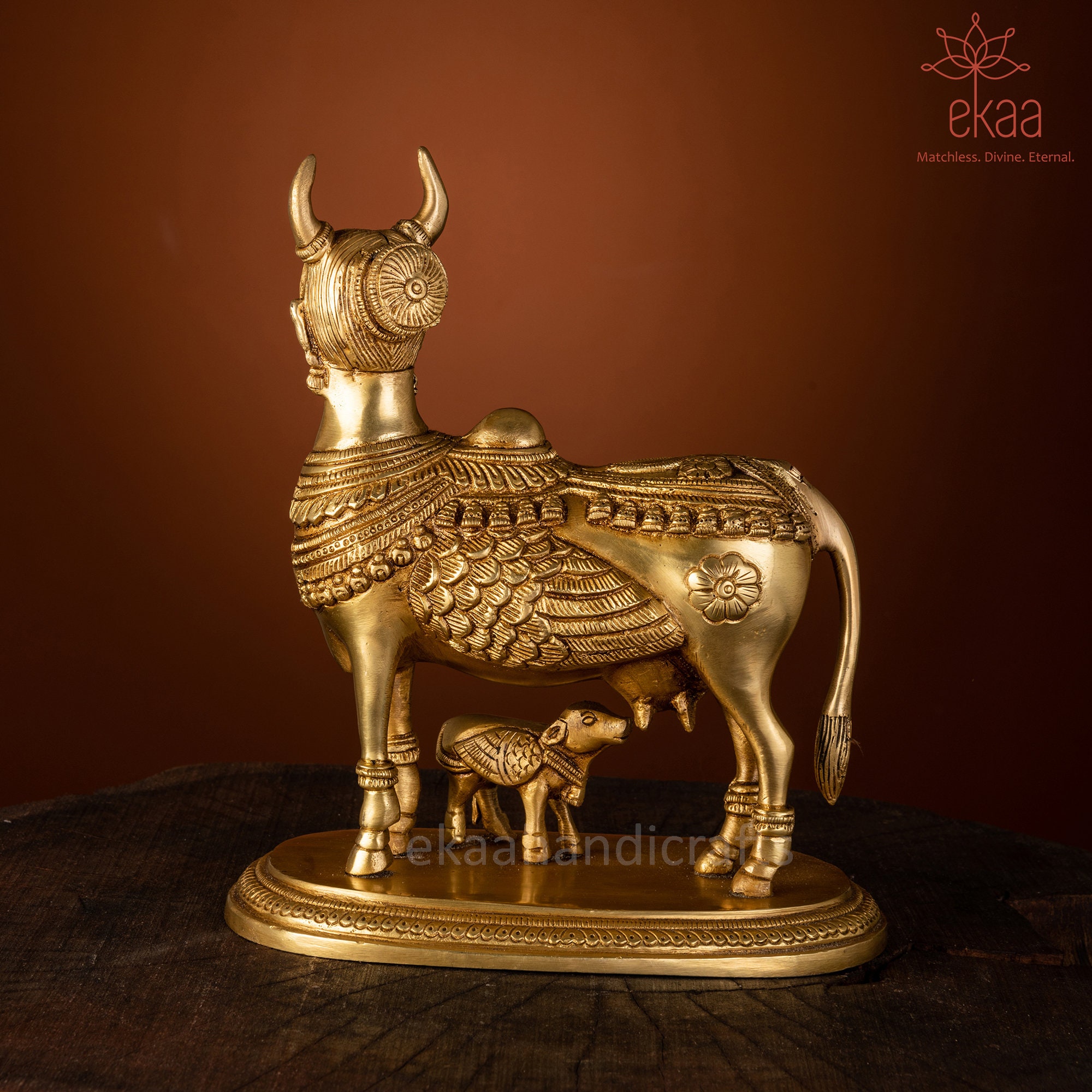 Brass Kamdhenu Cow Statue – Hindu Sacred Cow Idol, Vastu & Spiritual ...