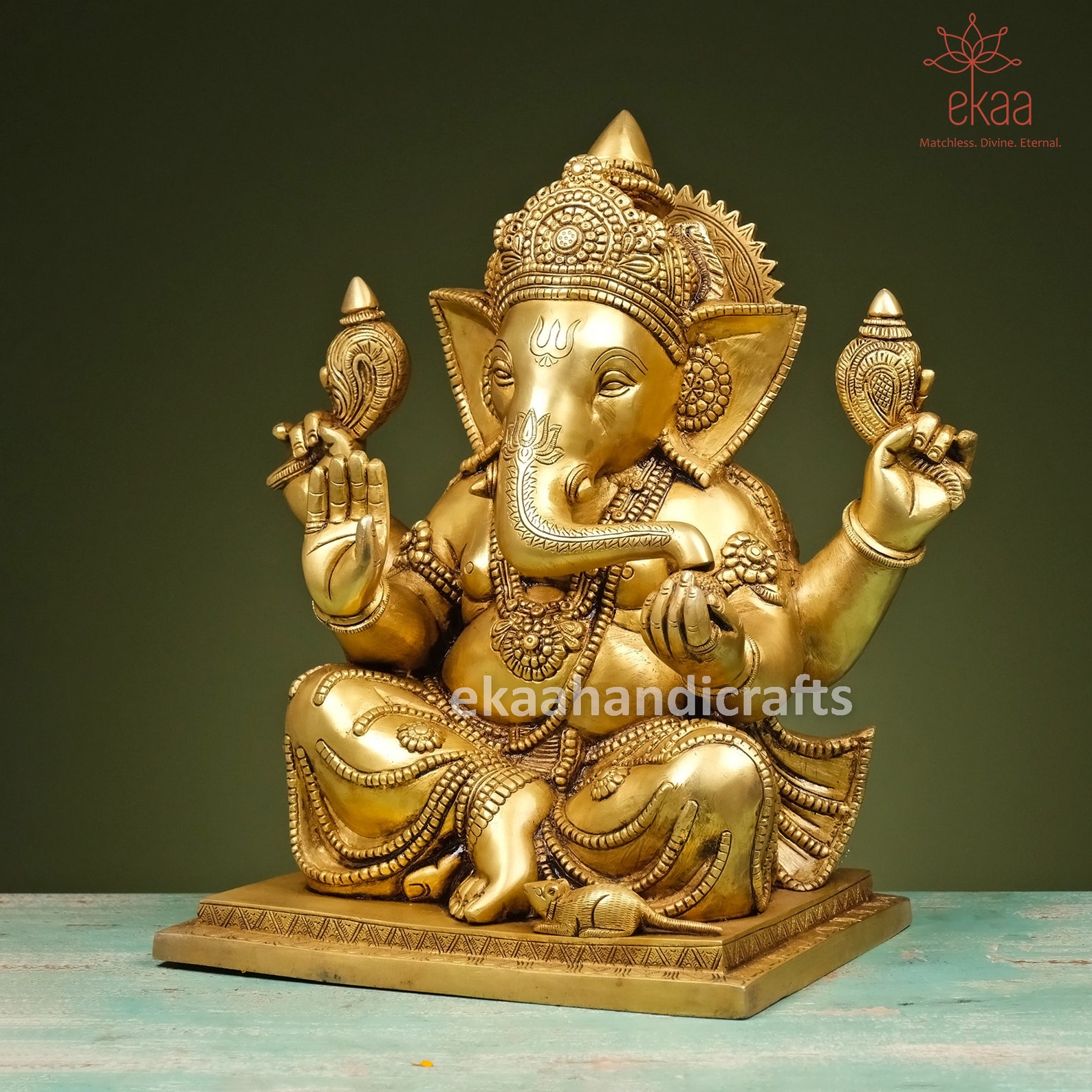 Large Brass Ganesha Statue, Ganpati Idol for Home Temple or Garden ...