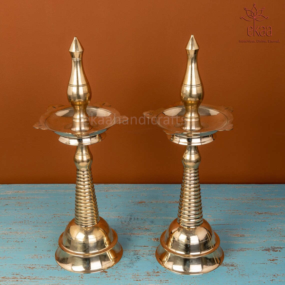 Handcrafted Brass Diya Stand: Indian Temple Oil Lamp Set - Etsy