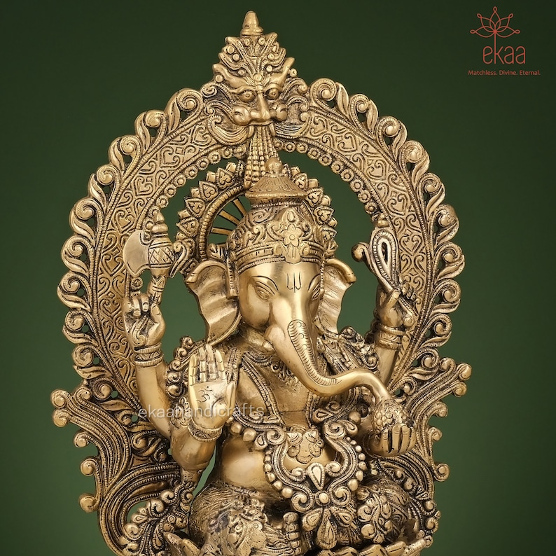 Brass Lord Ganesha Statue for Home Temple Majestic Lord - Etsy