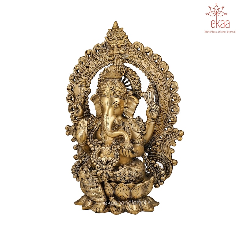 Brass Lord Ganesha Statue for Home Temple Majestic Lord - Etsy