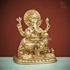 Ganesha Statue in Brass 33CM, Big Large Ganesha Idol, Lord Ganesha ...