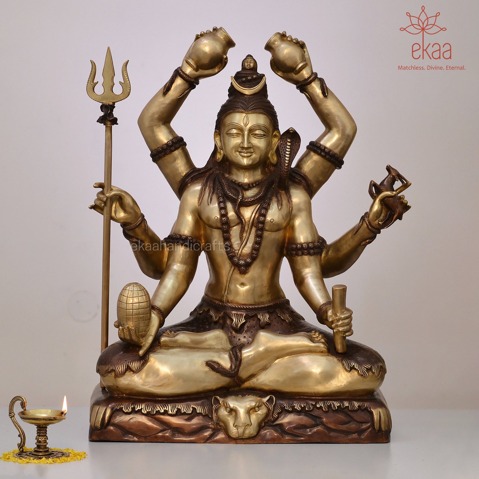Shiva Statue in Brass with 6 Hands Chhatbhuja inn his Mighty | Etsy
