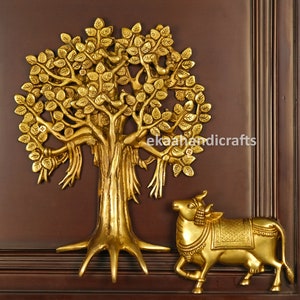 Brass Tree of Life With Cow Wall Hanging, Holy Cow Home Decor ...