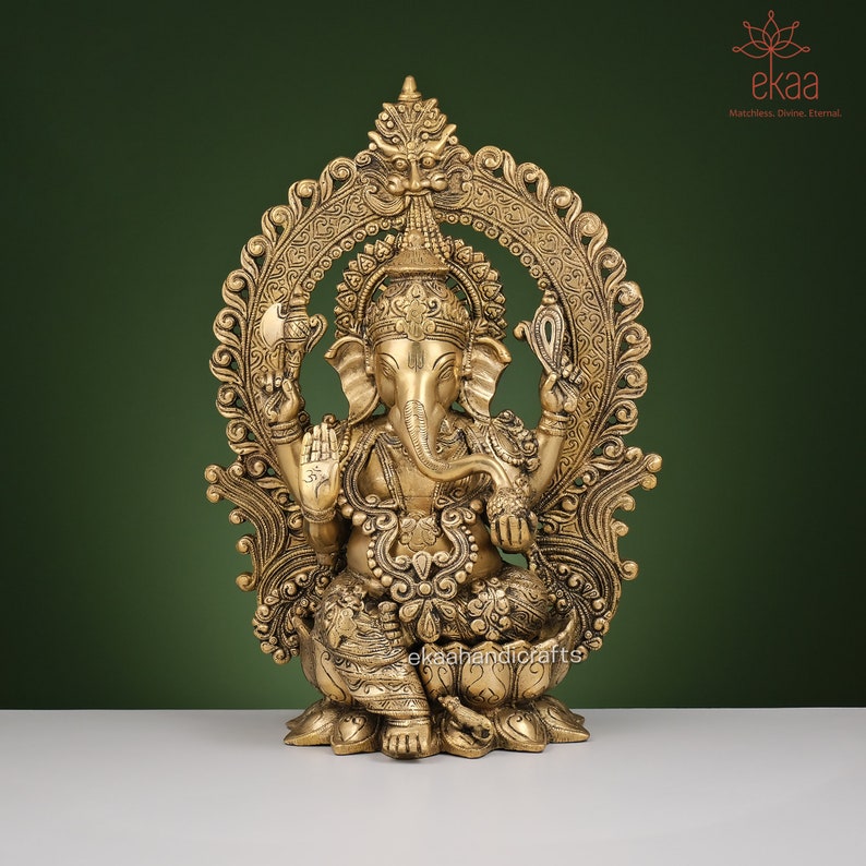 Brass Lord Ganesha Statue for Home Temple Majestic Lord - Etsy