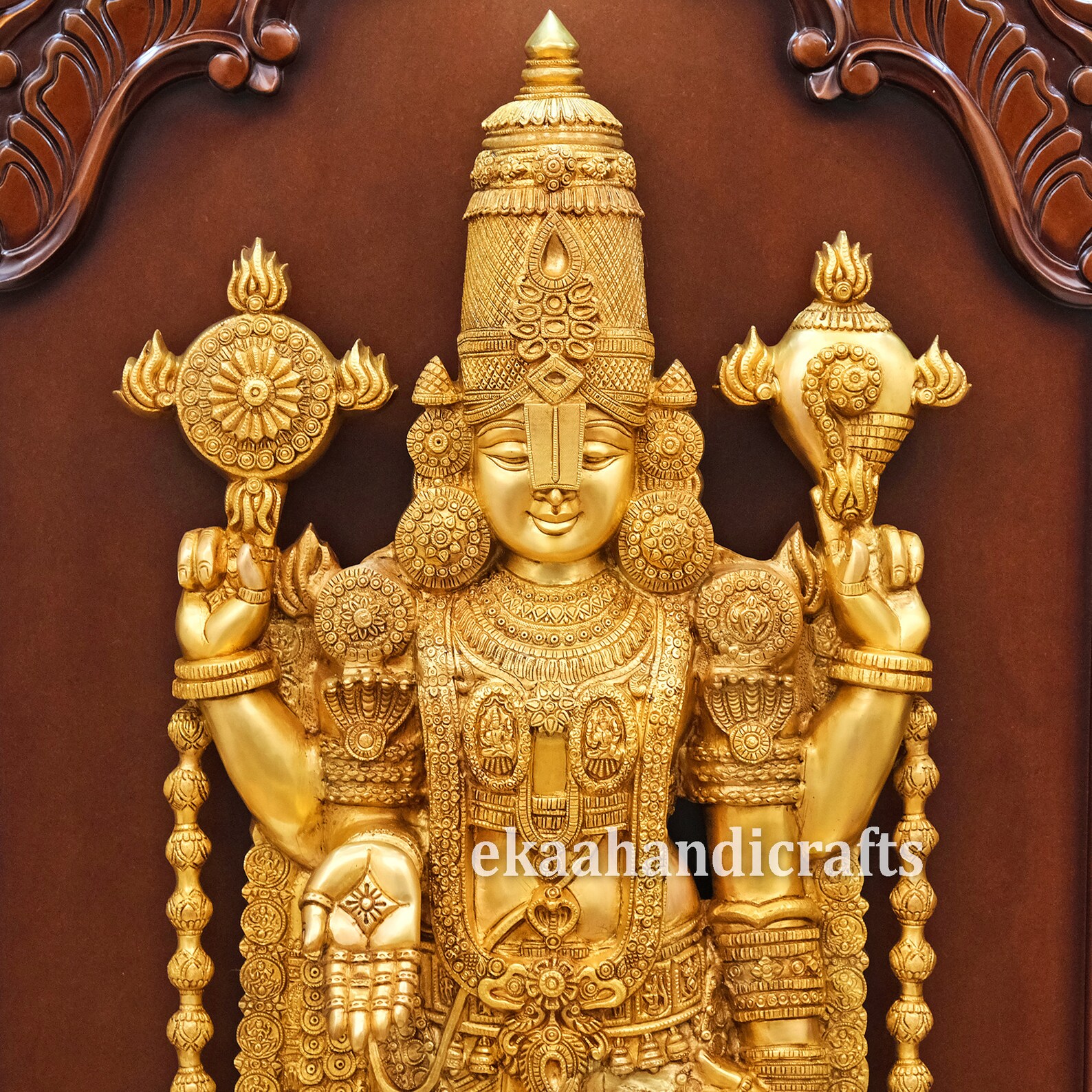 Lord Tirupati Balaji Brass Statue With Wooden Temple and - Etsy India