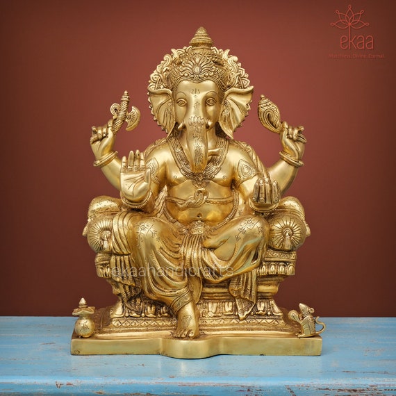 Ganesha Statue in Brass 46CM Big Large Ganesha Idol Lord - Etsy
