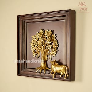 Brass Tree of Life With Cow Wall Hanging, Holy Cow Home Decor ...