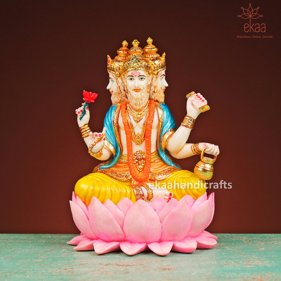 Lord Brahma Statue, 19CM Marble Dust Brahma Bhagwan, Brahma Ji Murti ...