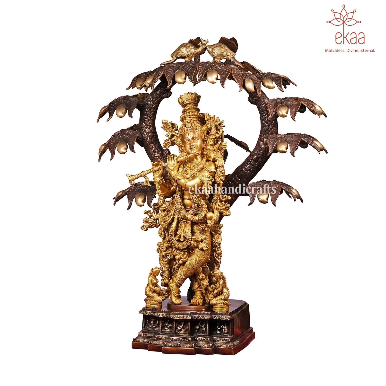 Krishna Statue in Brass With Tree 86CM Big Large Size Krishna - Etsy