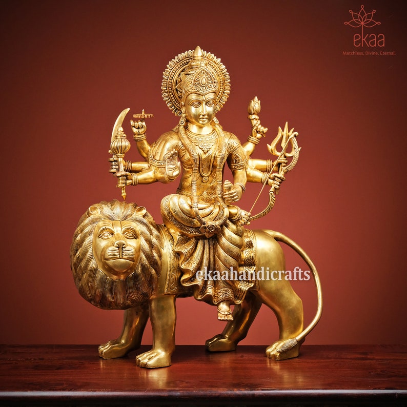 Durga Maa Murti, 61 CM Big Large Size Durga Statue in Brass, Durga Idol ...
