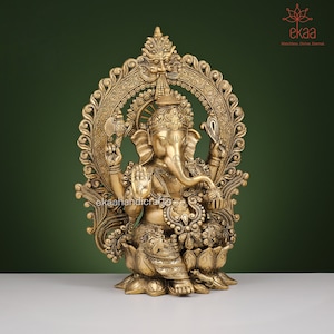 Brass Lord Ganesha Statue for Home Temple | Majestic Ganesh Idol ...