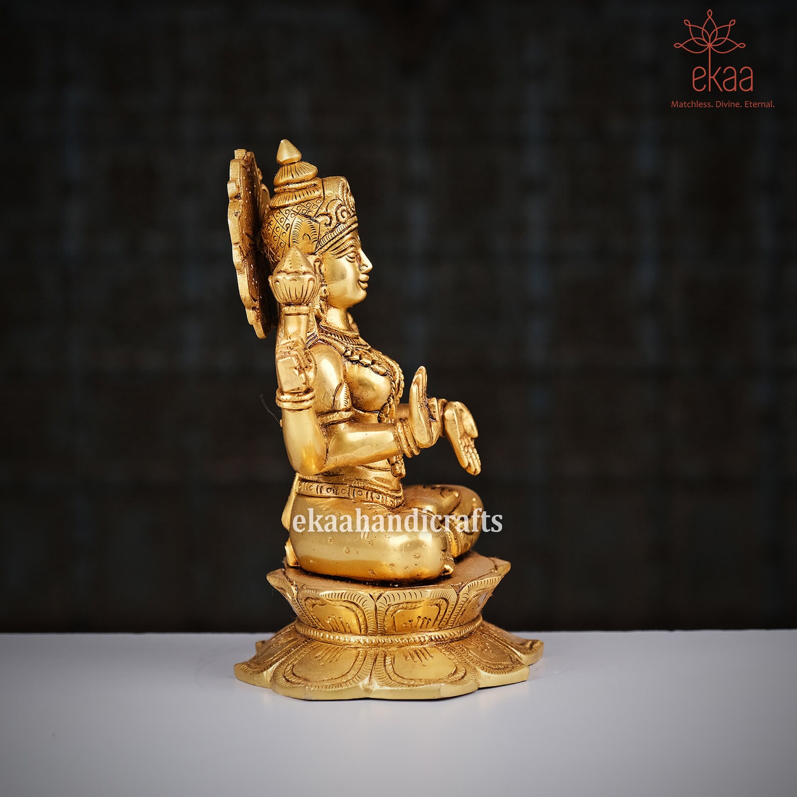 Brass Lakshmi Goddess Statue, 22 CM Sitting Laxmi Idol for Home Temple ...