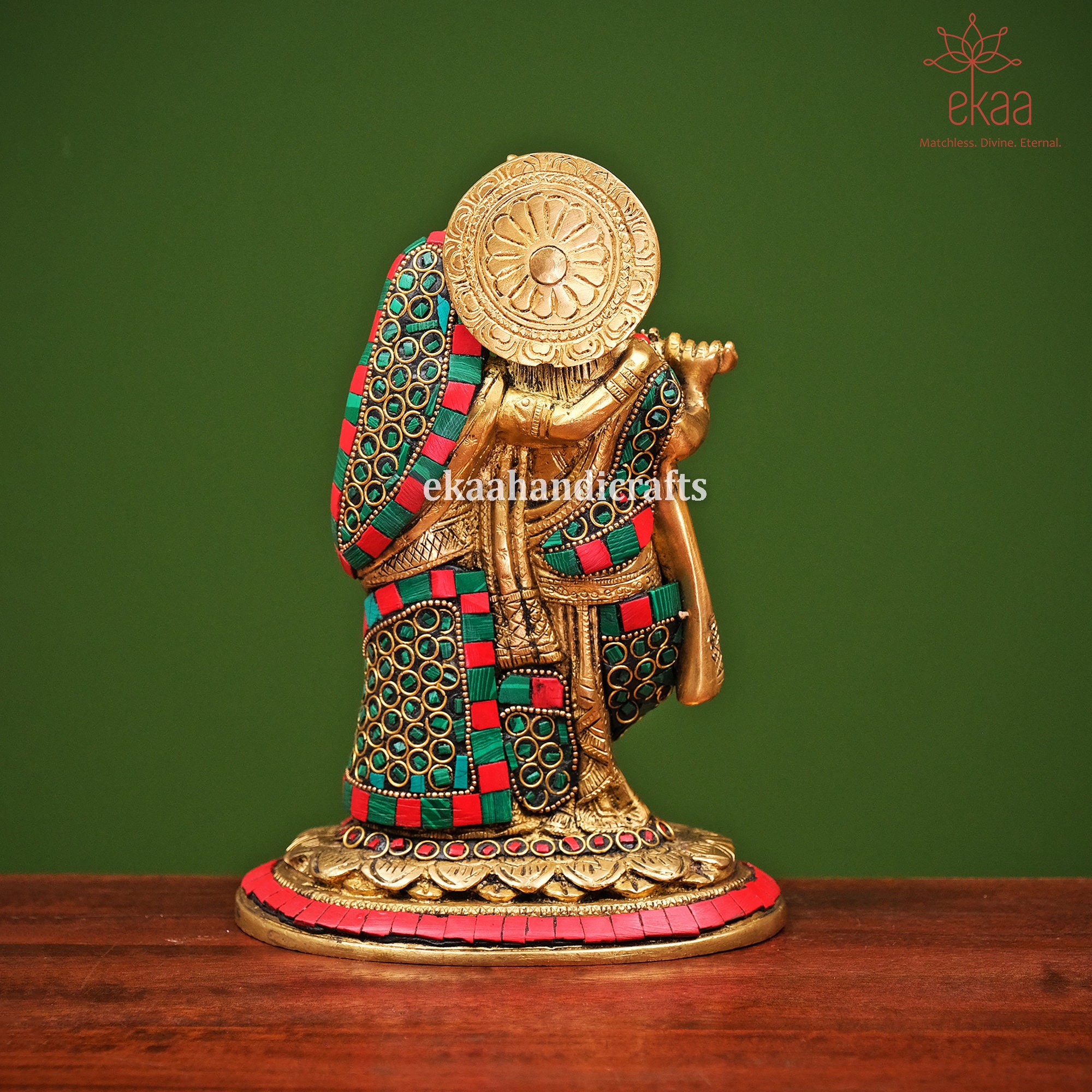 Brass Radha Krishna Statue Idol – Hindu Divine Couple Figurine – Radhe ...