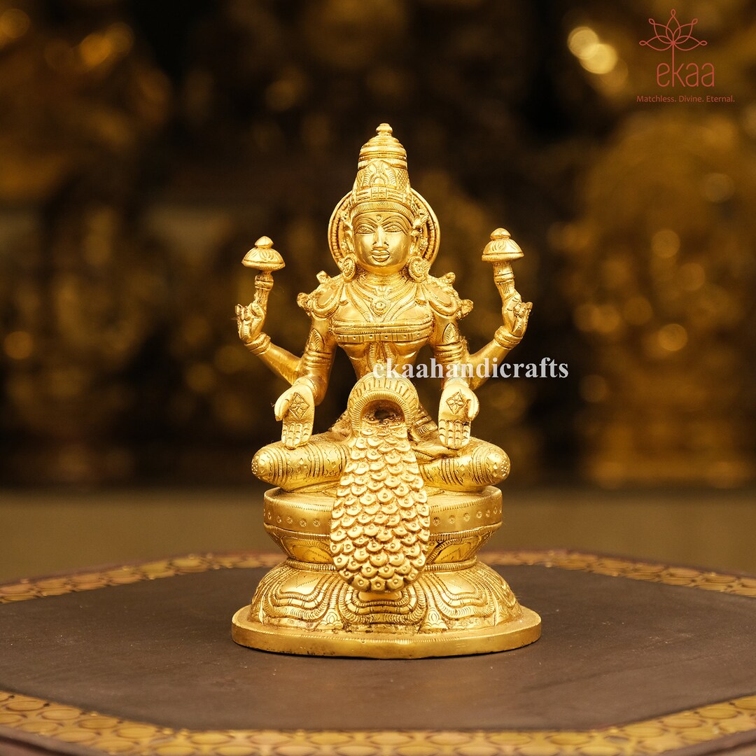 Lakshmi Goddess Statue 20CM, Big Sitting Laxmi Idol for Home Temple ...