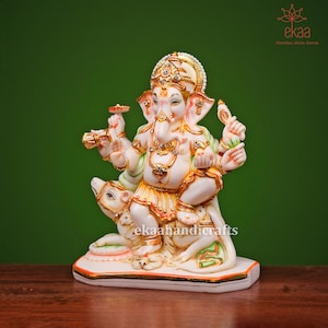 Lord Ganesha Statue for Temple, Ganesha Hand Painted Cultured Marble ...