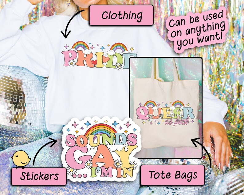 Trendy Gay Pride Bundle SVG PNG Design, Digital Download, Cute LGBTQ+ ...