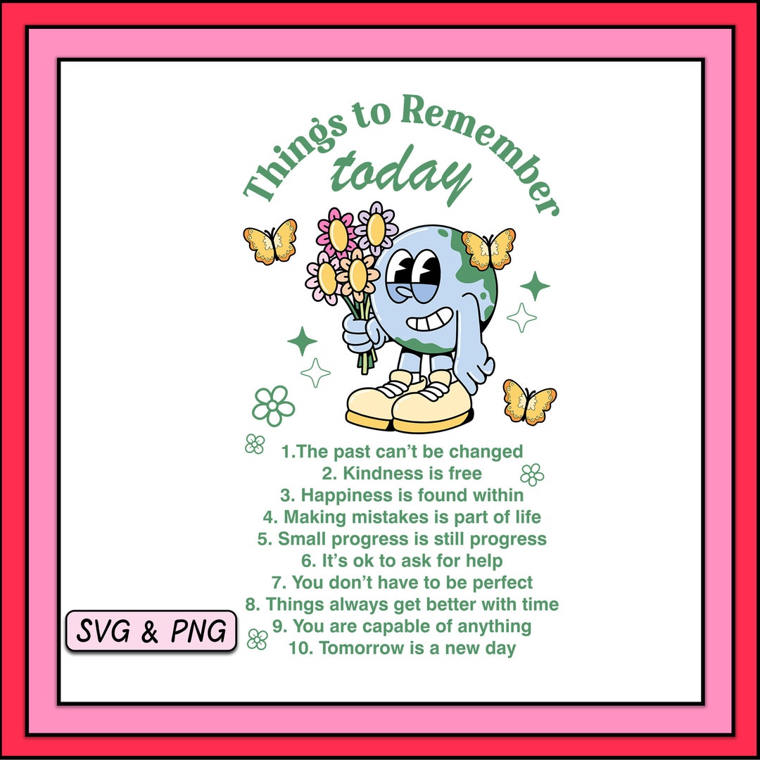 Things to Remember Today SVG PNG Design, Trendy Digital Download Files ...